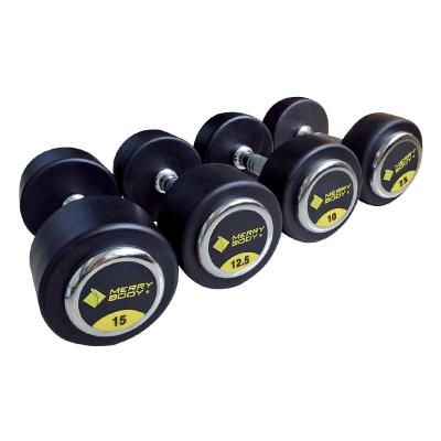 China Rubber Coated Round Dumbbell Set 2.5-50kgs Black Fixed Weight Gym Equipment for sale
