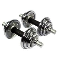 China Chrome Dumbbell Set 20kg Adjustable Round Barbell Home Gym Exercise Equipment for sale