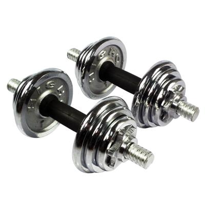 China Chrome Dumbbell Set 20kg Adjustable Round Barbell Home Gym Exercise Equipment for sale