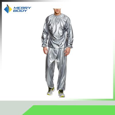 China Unisex PVC Sauna Sweat Suit for Weight Loss Gym Fitness with Elastic Waist and Reflective Stripes for sale