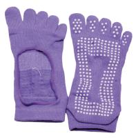 China Cotton Knitted Anti Slip Yoga Socks with Silicone Dots 5 Toe Grip for Pilates for sale