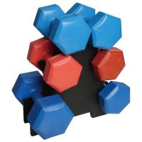 China Colorful Cement Vinyl Weightlifting Dumbbells Set With Rack Customized for sale