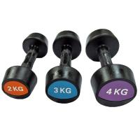 China Rubber Coated Round Dumbbells 5-50 lb Set Free Weights Fitness Workout for sale
