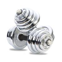 China Weightlifting Combination Barbell And Dumbbell Set Chrome Adjustable 50kg for sale