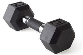 China Hex Rubber Coated Dumbbell 10kg 15kg Anti-Slip Grip Anti-Roll Design for Fitness Center for sale