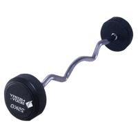 China Round Rubber Dumbbell Set 10kg 20kg With Curl Bar Comfortable for sale
