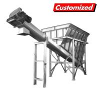 China Stainless Steel 304 Inclined Screw Auger Conveyor with Hopper Customizable for Powder Sawdust 1 Year Warranty for sale