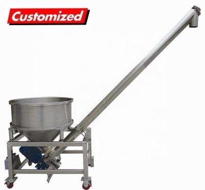 China Adjustable Height Stainless Steel Screw Auger Conveyor with Small Hopper - 220V/380V/415V, 200°C Max Temperature for sale