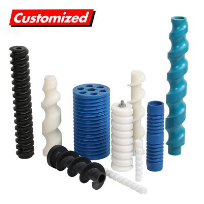 China Custom Food Grade Flexible Spiral Auger UPE HDPE PP UHMWPE POM Nylon CNC Machined Screw Conveyor for sale