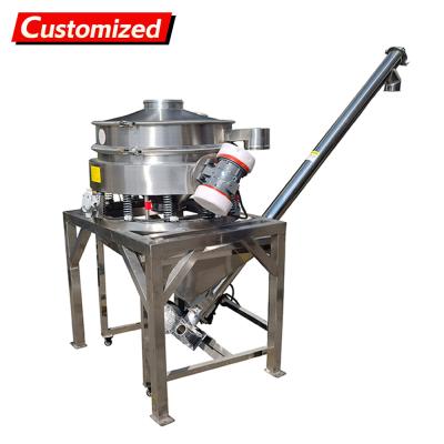 China Custom Stainless Steel Screw Conveyor 110V 380V with Rotating Vibrating Screen for Grain Transport for sale