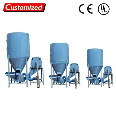 China Custom 300-2000 Kg/H High Output Vertical Feed Crusher Mixer for Poultry Livestock Grain Feed Processing for sale