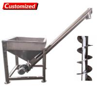 China Custom Stainless Steel Inclined Auger Screw Conveyor Feeder | Powder Granule Lifting Machine with Hopper for Food Chemical Industry for sale