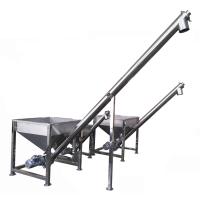 China Custom Stainless Steel Inclined Auger Screw Conveyor Feeder | Powder Granule Lifting Machine with Hopper for Food Chemical Industry for sale