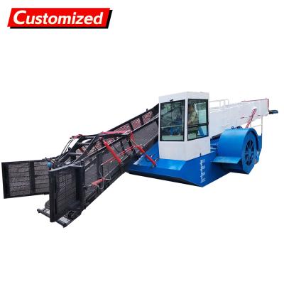 China Stainless Steel Hydraulic Trash Skimmer Boat High Efficiency Customizable Aquatic Plant Harvester for sale