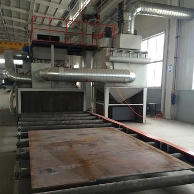 China Steel Plate Roller Conveyor Shot Blasting Machine Improve Paint Film Adhesion for sale