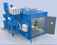 China Automatic Recycling Sandblasting Booth With Steel Plate / Sandwich Panel Chamber Material for sale