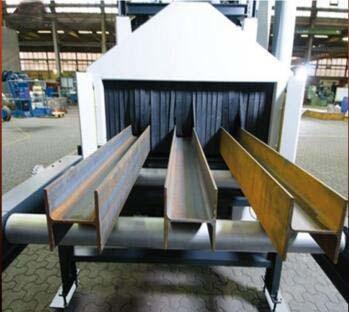 China High Productivity Roller Conveyor Shot Blasting Machine PLC Control , 1.0-2.4 M/Min Work Speed for sale