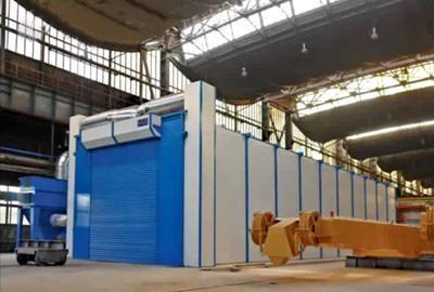 China Safety Shot Blasting Room Automatic Recycling System For Engineering Machinery for sale