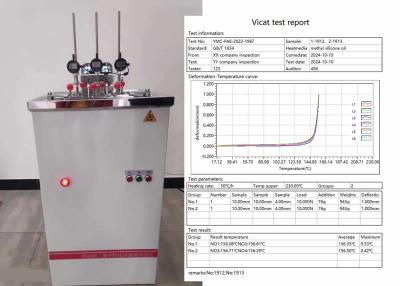 China HDT VICAT Testing Machine solution for measuring heat distortion temperature and softening point of polymer and plastic samples for sale