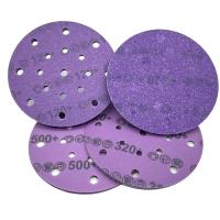 China Customized Hook and Loop Paper Abrasive Sanding Discs for Surface Grinding in Purple for sale
