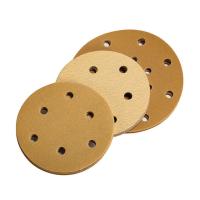 China 5 inch Gold Sanding Discs with Hook and Loop Backing 17 Holes Assorted Grits 60/80/120 for sale