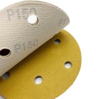China 5 inch Gold Sanding Discs with Hook and Loop Backing 17 Holes Assorted Grits 60/80/120 for sale
