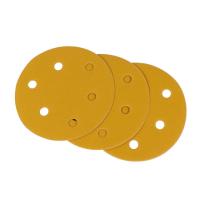 China 5 inch Gold Sanding Discs with Hook and Loop Backing 17 Holes Assorted Grits 60/80/120 for sale