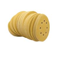 China Customized Support ODM 150mm 6 Holes Gold Alumina Sanding Disc for Car Putty Grinding for sale