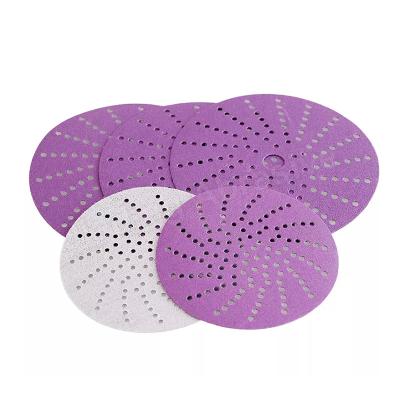 China Purple Aluminum Oxide Abrasive Multi-Holes Sand Disc Grit 40 60 80 100-1000 for Automotive for sale