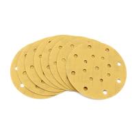China 6inch Hook and Loop Backing Gold Alumina Sanding Disc for Professional Car Polishing for sale
