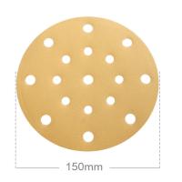 China 6inch Hook and Loop Backing Gold Alumina Sanding Disc for Professional Car Polishing for sale