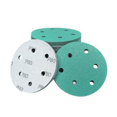 China 150mm 180 Grit Hook And Loop PET Film Backing Sanding Disc With Easy Installation for sale
