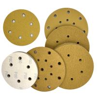 China Sanding Disc 6 Holes Yellow Sandpaper Plate for Customized Furniture Wood Metal Polishing for sale