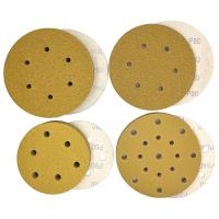 China Sanding Disc 6 Holes Yellow Sandpaper Plate for Customized Furniture Wood Metal Polishing for sale