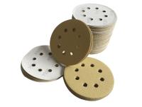 China D Weight Paper Gold Sanding Discs 8-Hole Dustless Hook and Loop Grit 60 80 120 220 320 400 600 800 for sale