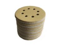 China D Weight Paper Gold Sanding Discs 8-Hole Dustless Hook and Loop Grit 60 80 120 220 320 400 600 800 for sale