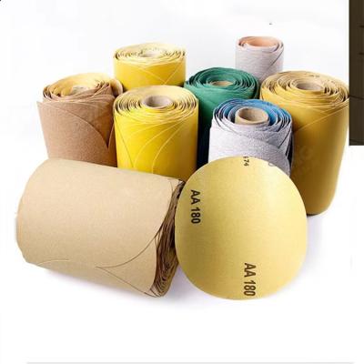 China 9inch Self-adhesive Sandpaper Disc Roll for Auto Parts Polishing and Grinding Gold for sale