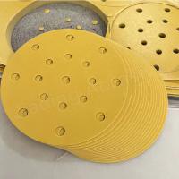 China PSA Adhesive 5 Inch Yellow Sandpaper with Sticky Backing 100pcs/pack Grit 40-2000 for sale