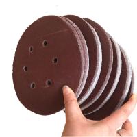 China 150mm 17 Holes Abrasive Sandpaper Disc with Hook Loop Backing Red Grit Size 24 -1000 for sale