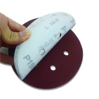 China 150mm 17 Holes Abrasive Sandpaper Disc with Hook Loop Backing Red Grit Size 24 -1000 for sale