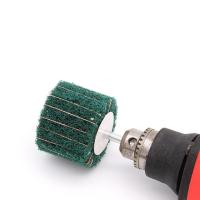 China 2inch 3inch Non Woven Abrasive Drill Buffing Wheels Red Fine Green Coarse 1/4 Inch Shank for sale