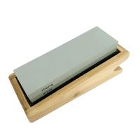 China Non-slip Bamboo Base Kitchen Knife Sharpener Stone for Grinding Metal/Paint Remove for sale