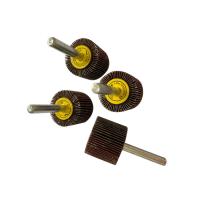 China Aluminum Oxide Abrasive Flap Wheel Sander Set 40/60/80/120 Grits Mounted on 6mm Shank for sale