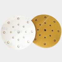 China 6 inch Yellow Round Sanding Disc Suitable For Glass Hook Loop Discs Circular Sand Paper for sale