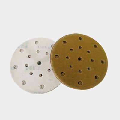 China 5 inch/125 mm Hook Loop Discs Yellow-120 Grit Sanding Pad Disc for Orbital Sander for sale