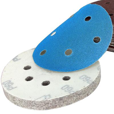 China Blue Zirconia Paper Multi-Holes Film Sanding Disc for 6inch 9inch Sander Performance for sale