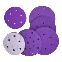 China 125MM Multiple Holes Round Disc Purple Ceramic Film Sanding Disc for Polishing Workpiece for sale