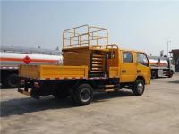 China Dongfeng 6 Wheeler Scissor Hydraulic Truck Mounted Ladder 10m Working Height 500kg Load for sale