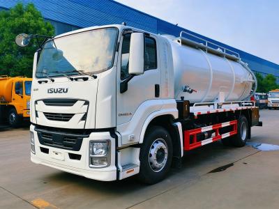 China Isuzu Giga 18 Ton Vacuum Sewage Suction Truck 15cbm 18cbm Carbon Steel Tank for sale