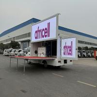 China P6 4x2 Mobile LED Advertising Display Trailer Truck with 15kW Generator and Hydraulic Stage for sale